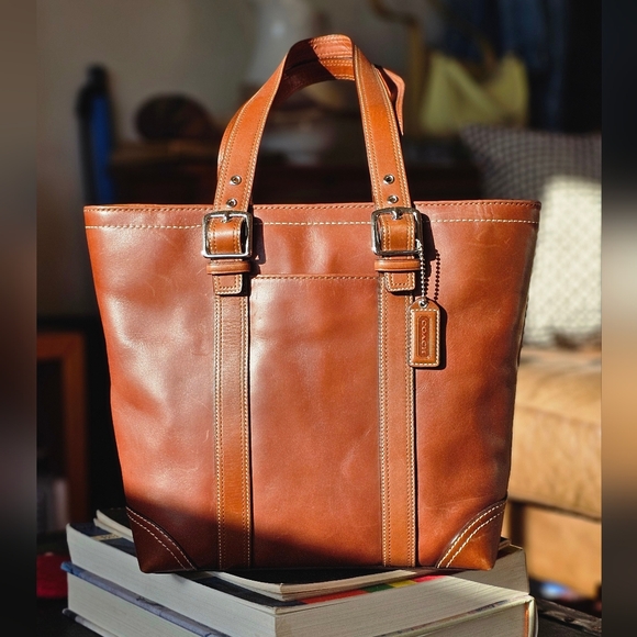 Coach | Bags | Coach Hampton Vtg Brown Leather Tote Bag F194 | Poshmark
